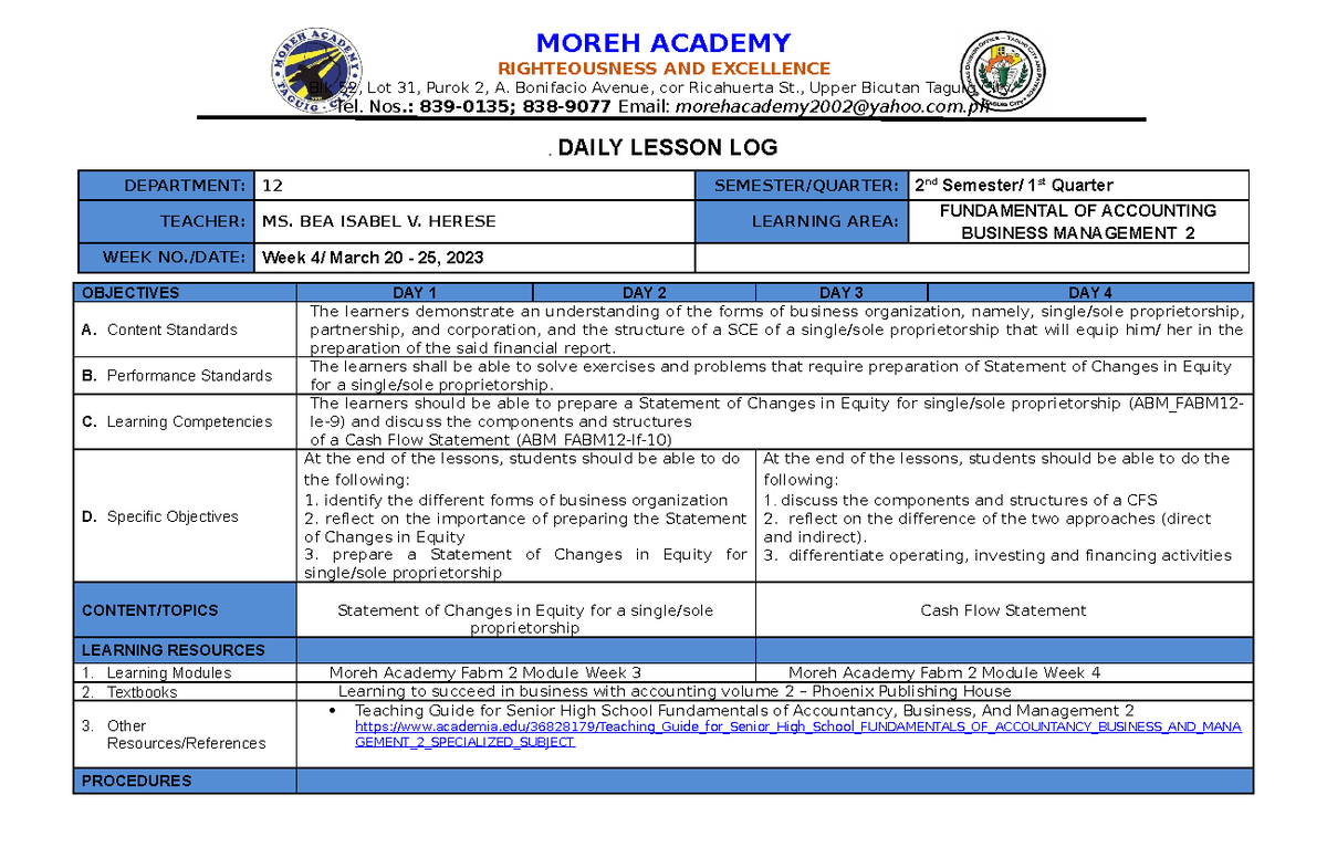 Fabm-2 - FUNDAMENTAL OF ACCOUNTANCY BUSINESS AND MANAGEMENT - MOREH ...