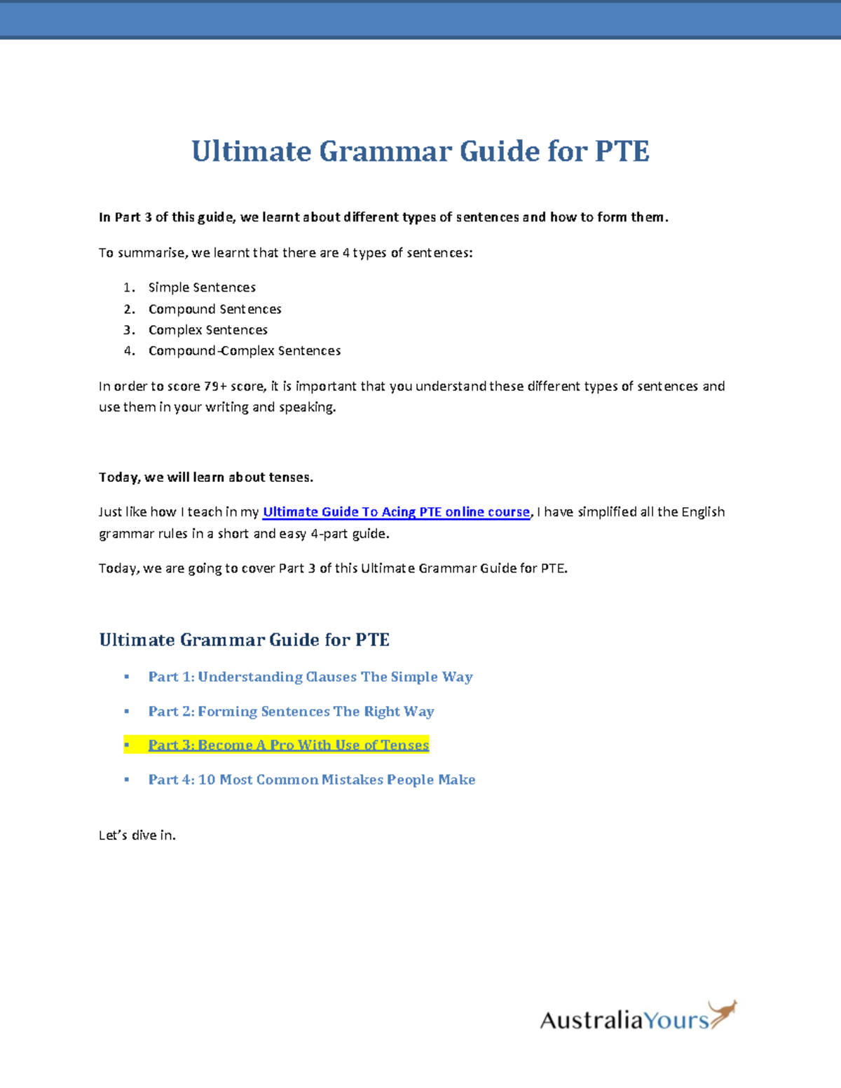 Part 3 PTE Grammar Guide - Ultimate Grammar Guide for PTE In Part 3 of ...