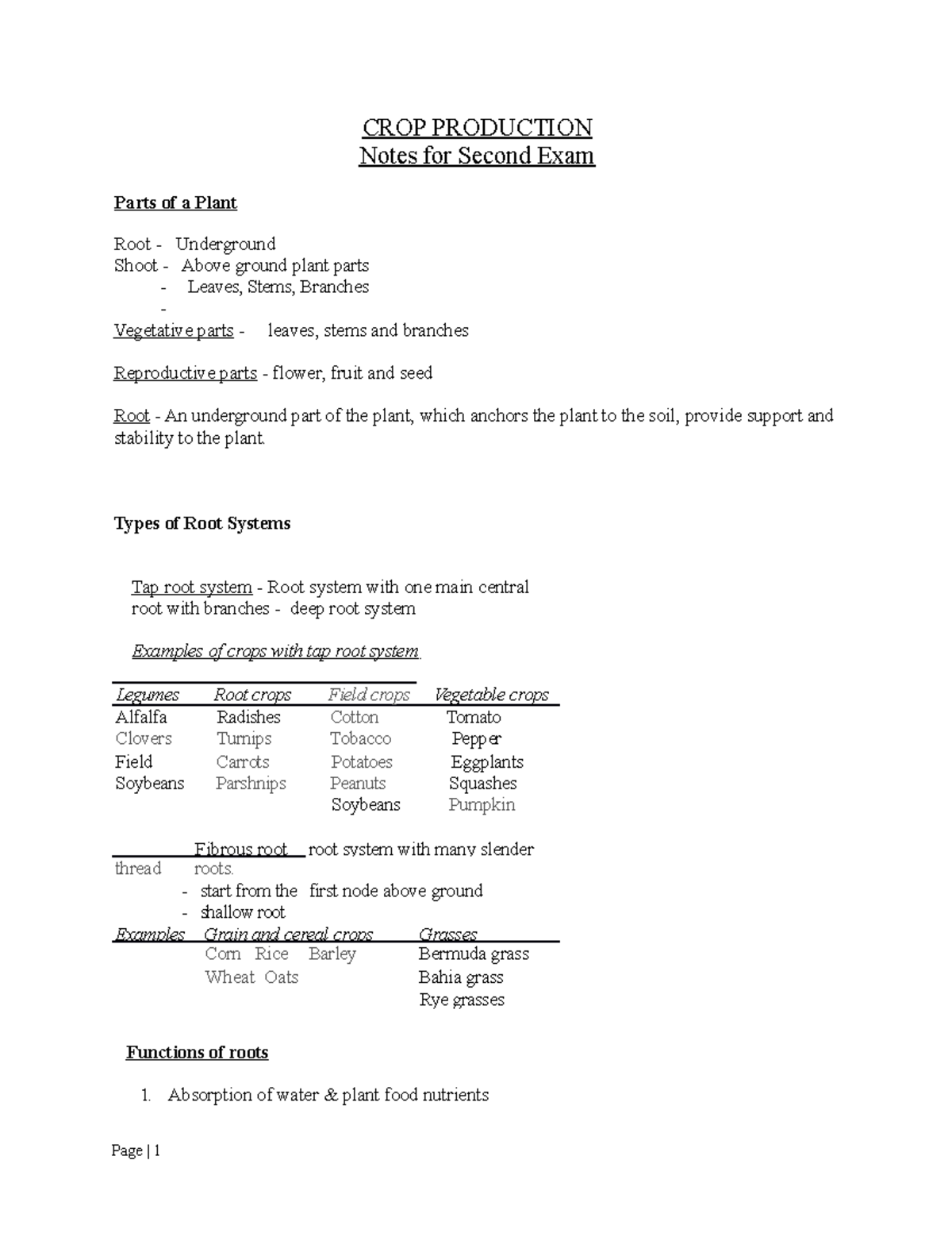 Crop Production - Notes 2nd Exam - CROP PRODUCTION Notes for Second ...
