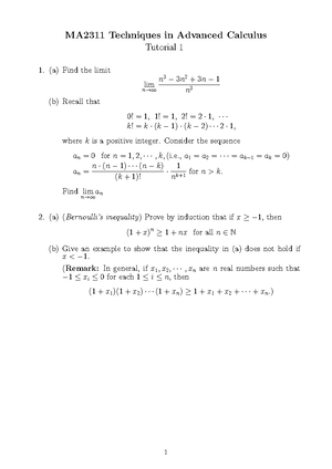 18/19 Sem 1 Paper - NATIONAL UNIVERSITY OF S INGAPORE MA2311 Techniques ...