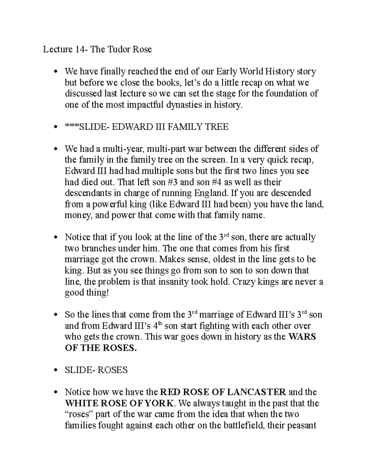 Lecture 14- The Tudor Rose - HIST 2310 - Studocu