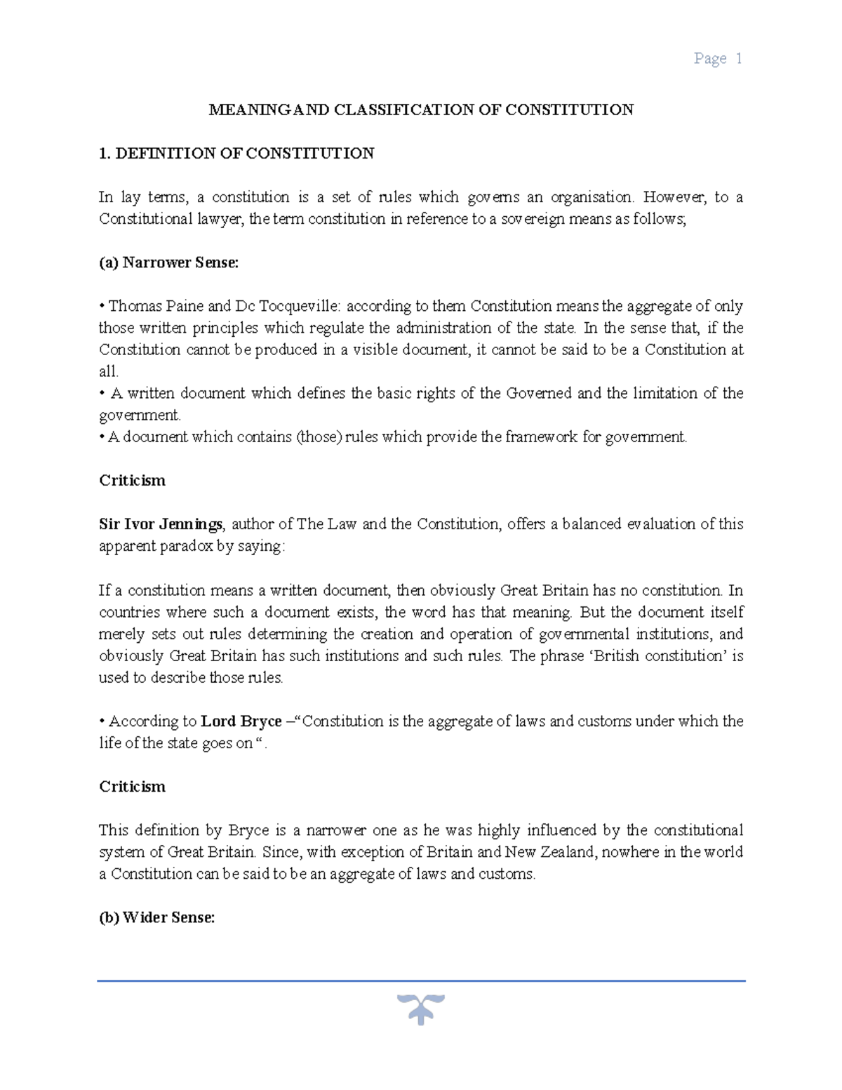 Meaning and Classification of Constitution - MEANING AND CLASSIFICATION ...