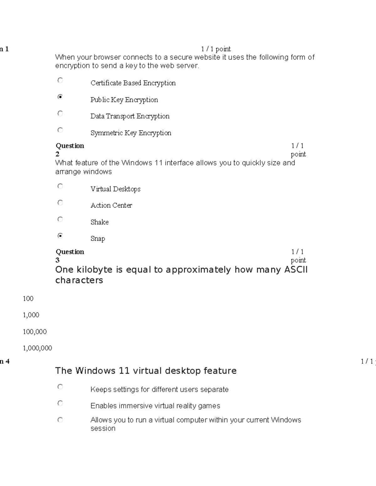 Midterm exam - 1 / 1 point When your browser connects to a secure ...