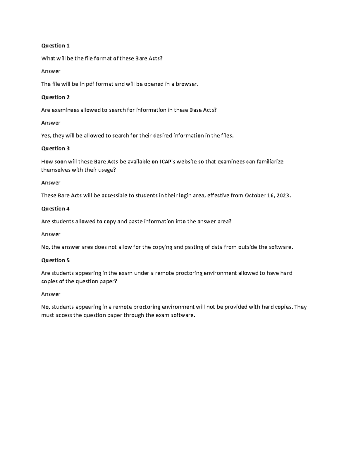 FAQs on Open Book Policy - Question 1 What will be the file format of ...