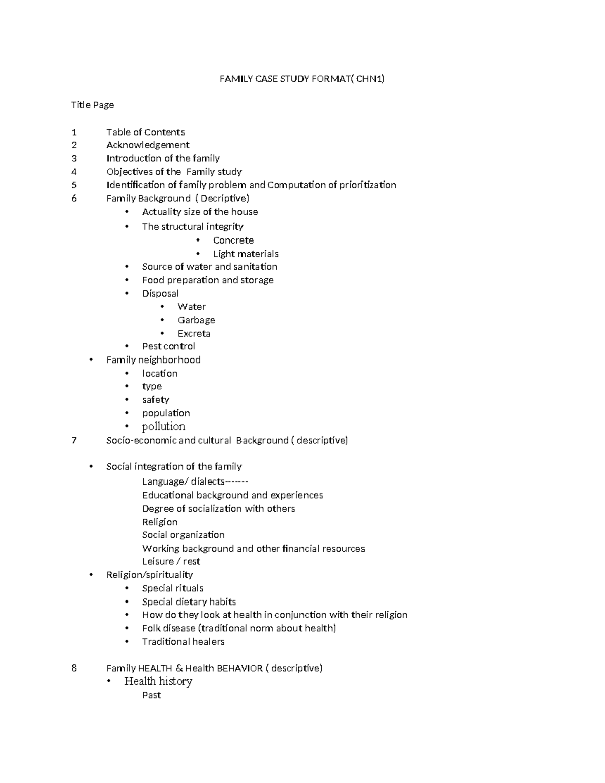 Family CASE Study Format CHN1 - FAMILY CASE STUDY FORMAT( CHN1) Title ...