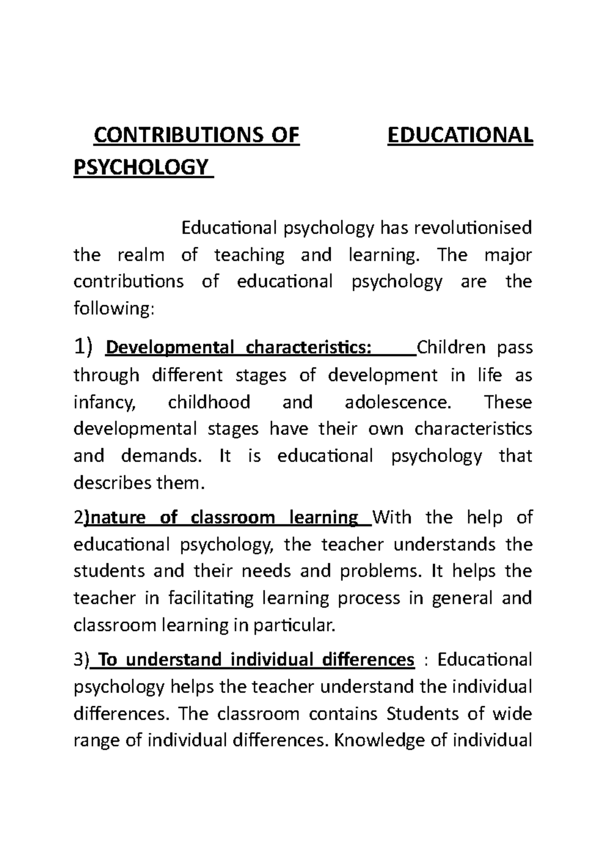Chapter 5 Contributions of Educational Psychology - CONTRIBUTIONS OF ...
