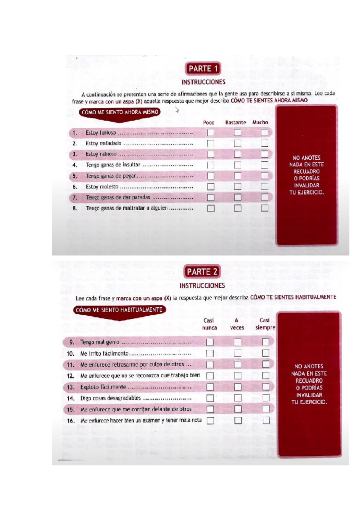 Staxi - EVALUACION, TEST - PARTE 1 INSTRUCCIONES A continuación se ...