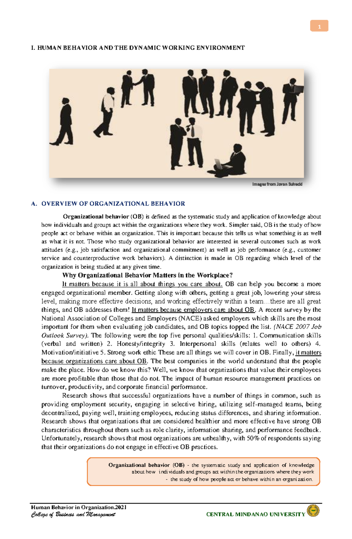 Human Behavior in Organization Chapter 1 - Human Behavior in ...