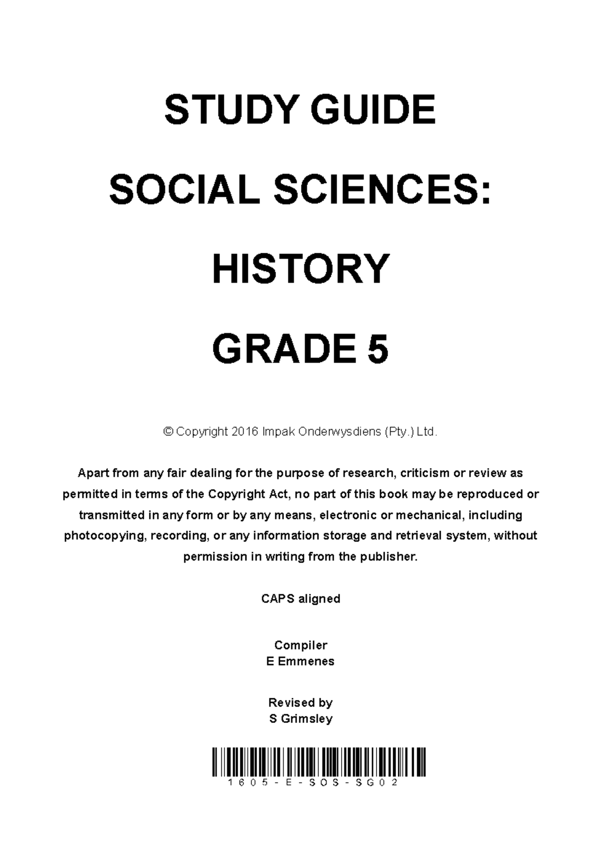 Study guide social sciences history grade 5 - SOCIAL SCIENCES: HISTORY ...