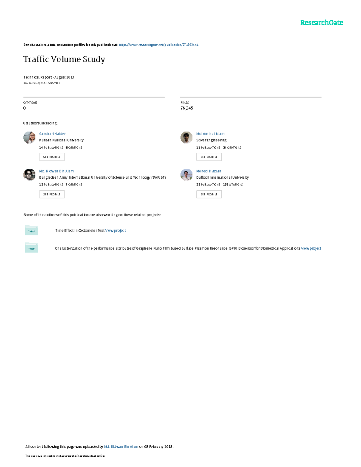 Traffic Volume Study - Lab - See discussions, stats, and author profiles for this publication at ...