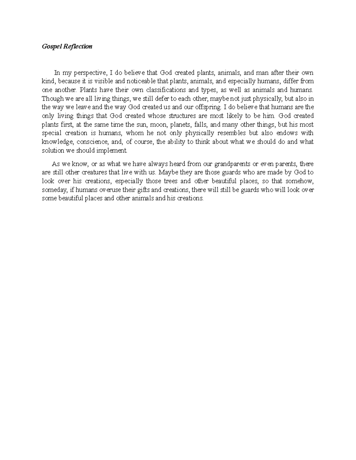 Gospel Reflection - Plants have their own classifications and types, as ...