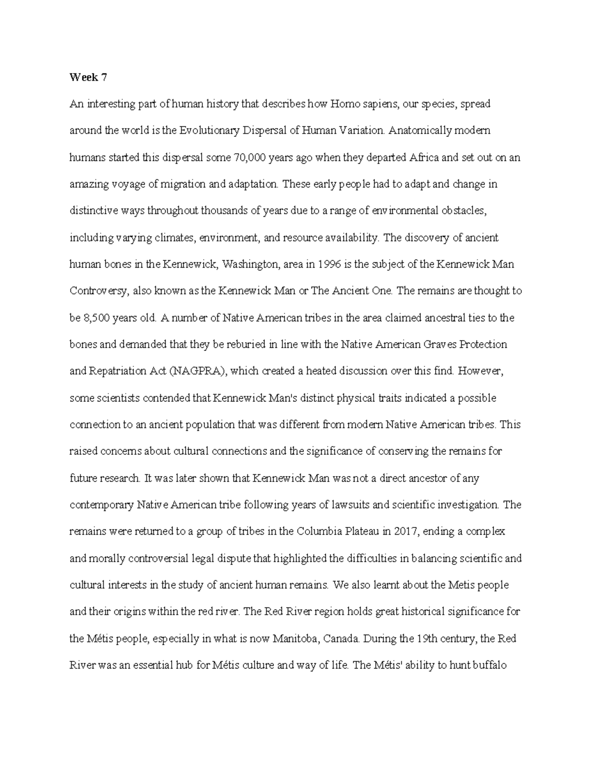 Week 7 - hmhmh - Week 7 An interesting part of human history that ...