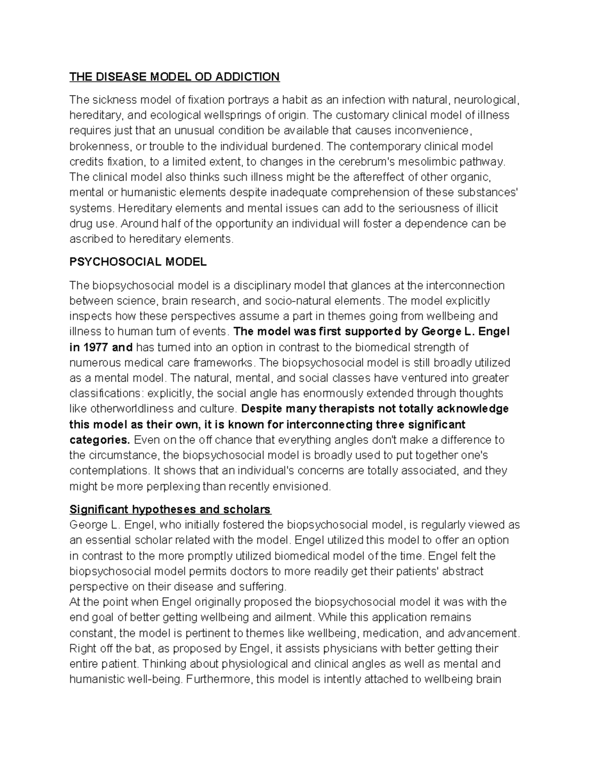 Podcast 2 - assignment - THE DISEASE MODEL OD ADDICTION The sickness ...