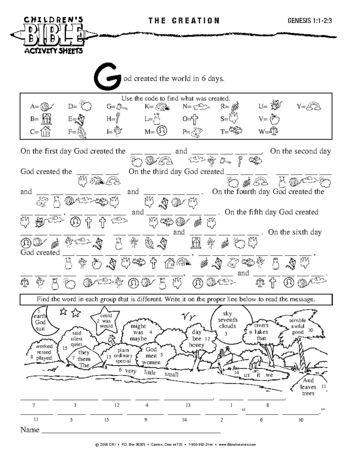 CBA-THE- Creation- Activity-7.12-YRS-OLD - Use the code to find what ...