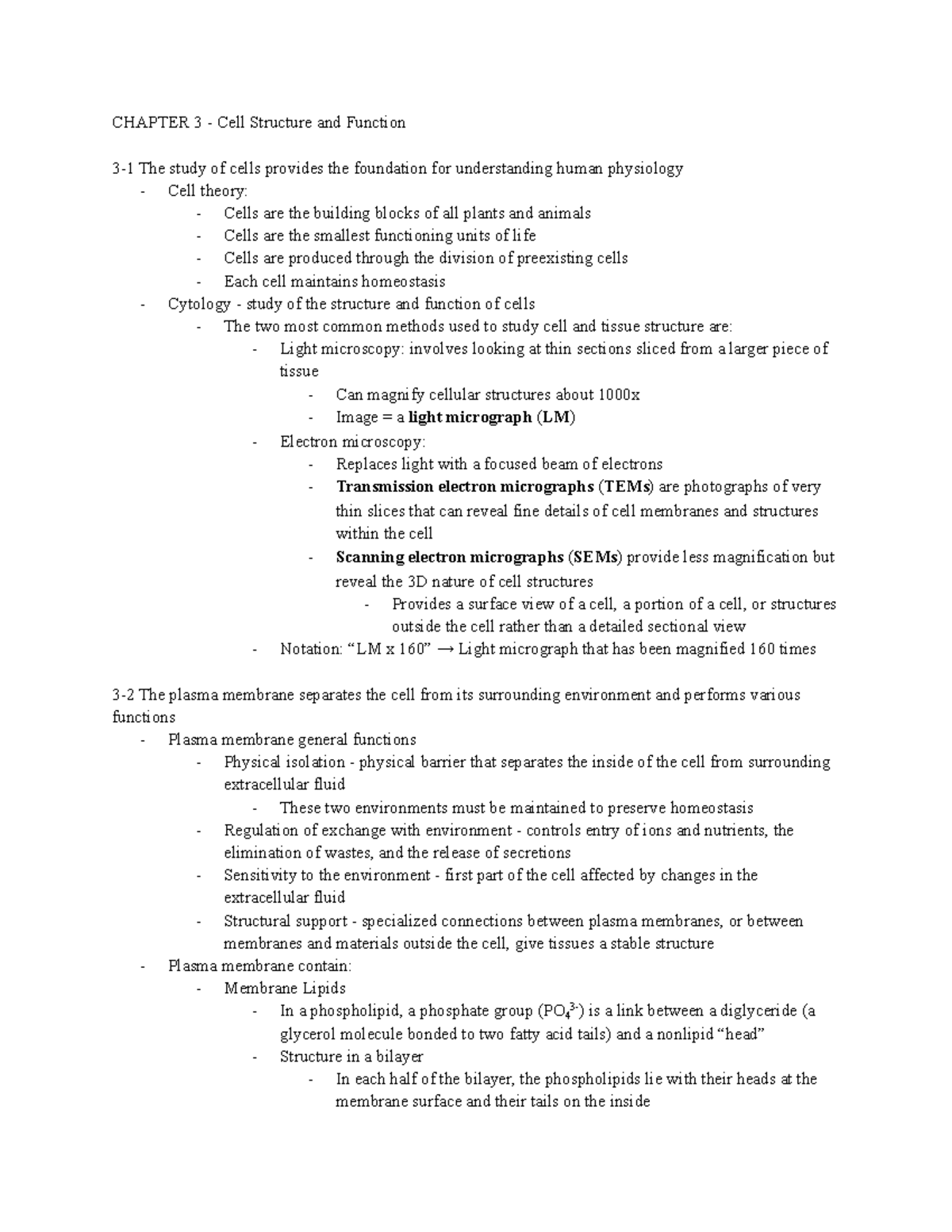 Chapter 3 - Cell Structure and Function - CHAPTER 3 - Cell Structure and Function 3-1 The study ...