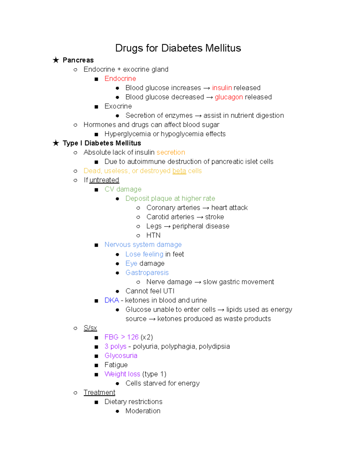 Chapter 45 - Diabetes - Lecture Notes - Drugs for Diabetes Mellitus ...