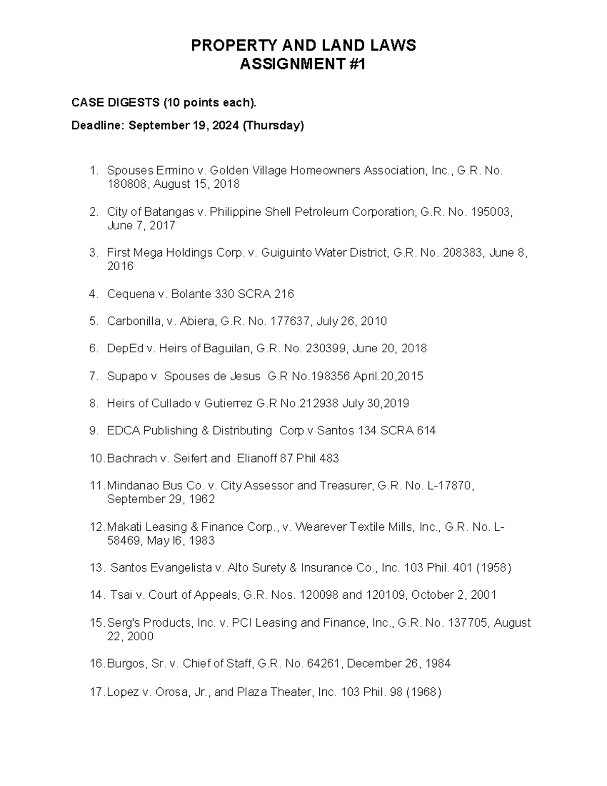 Assign 1 Property 1 - NOTES - PROPERTY AND LAND LAWS ASSIGNMENT CASE ...