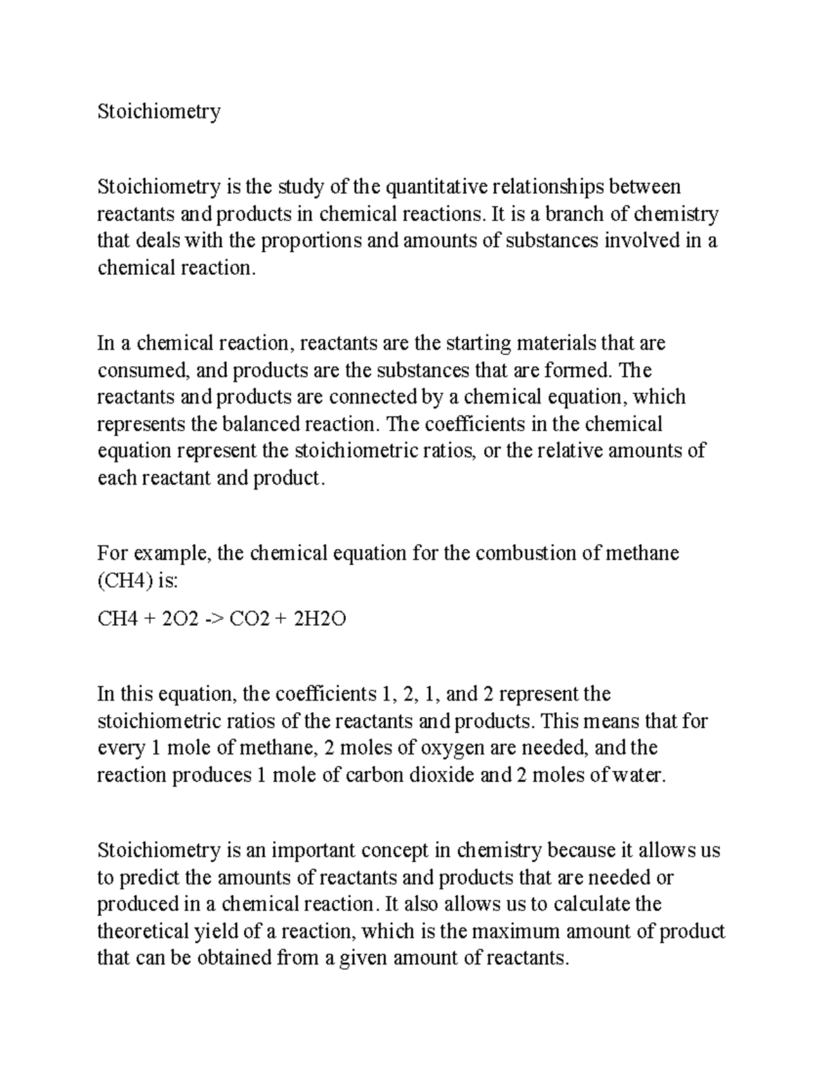 Stoichiometry - Stoichiometry Stoichiometry is the study of the ...