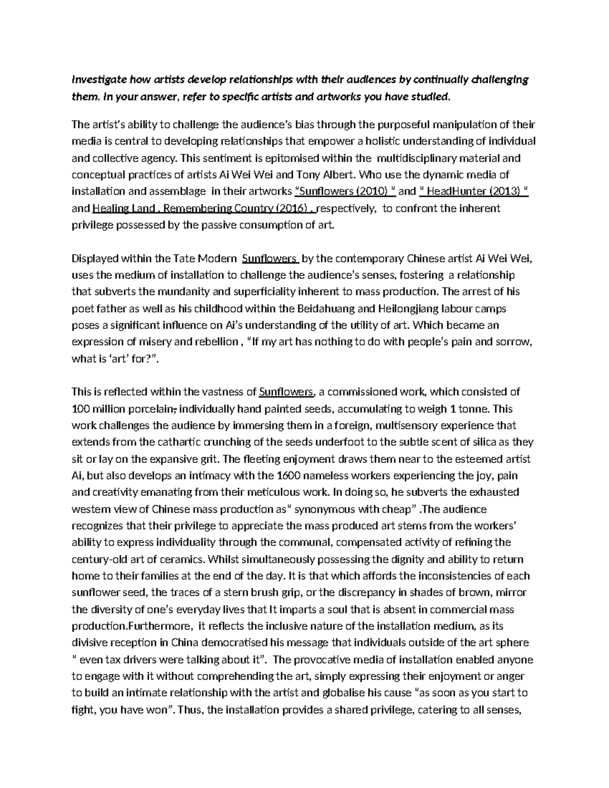 12 HSC ART A2 Varshaa Haridas - Investigate how artists develop ...