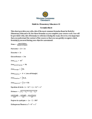 Mee2 formula sheet - Lecture notes Whole Term - Math for Elementary ...