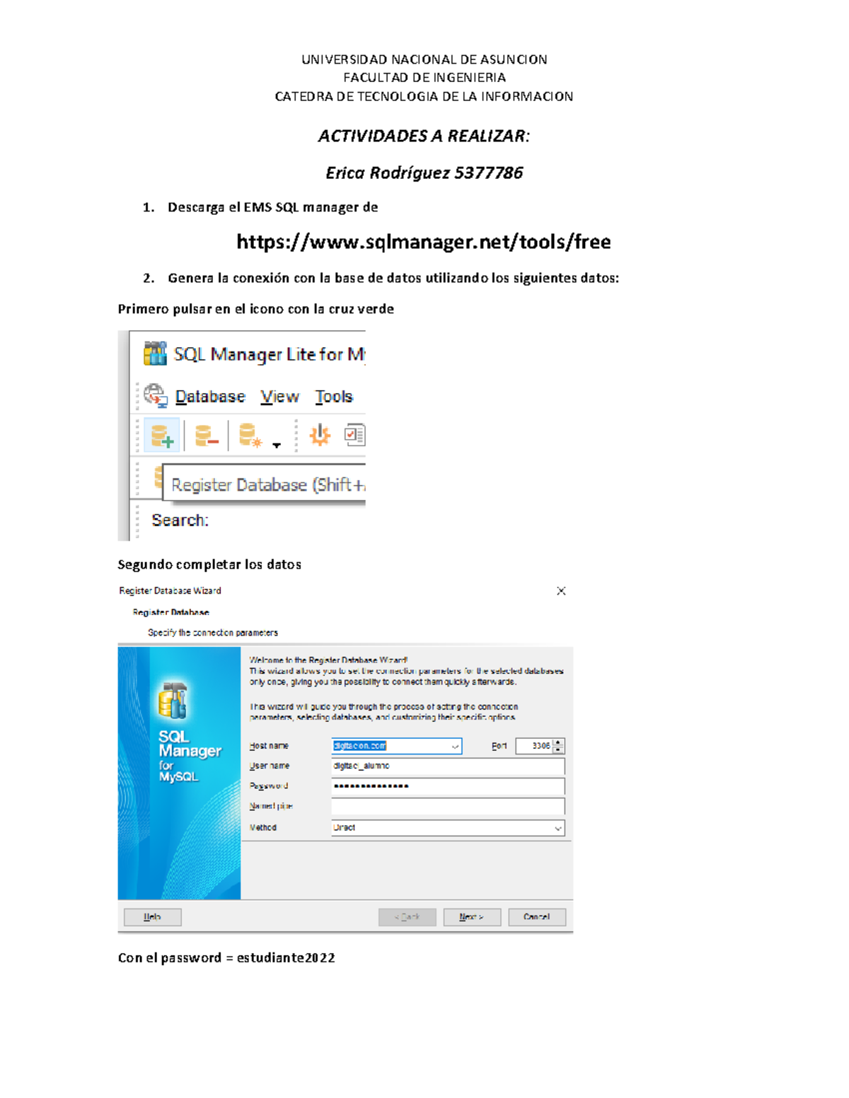 Ejercicio SQL 3 - FACULTAD DE INGENIERIA CATEDRA DE TECNOLOGIA DE LA ...