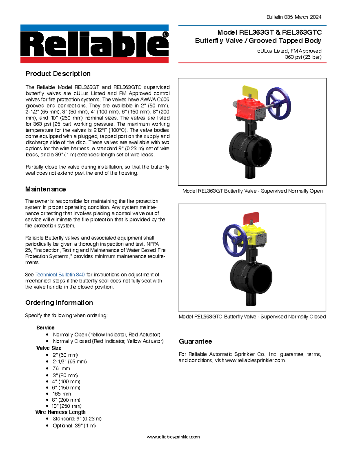 835 - Product Description The Reliable Model REL363GT and REL363GTC ...