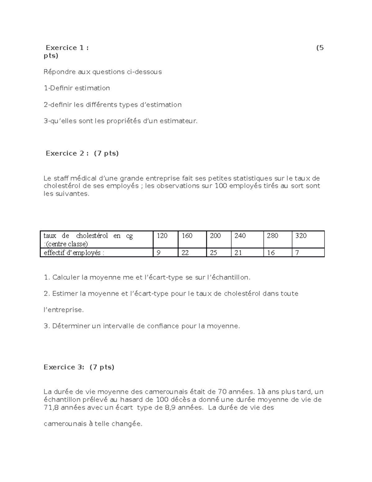Examen de rattrapage de statistiques inférentielles - Exercice 1 ...