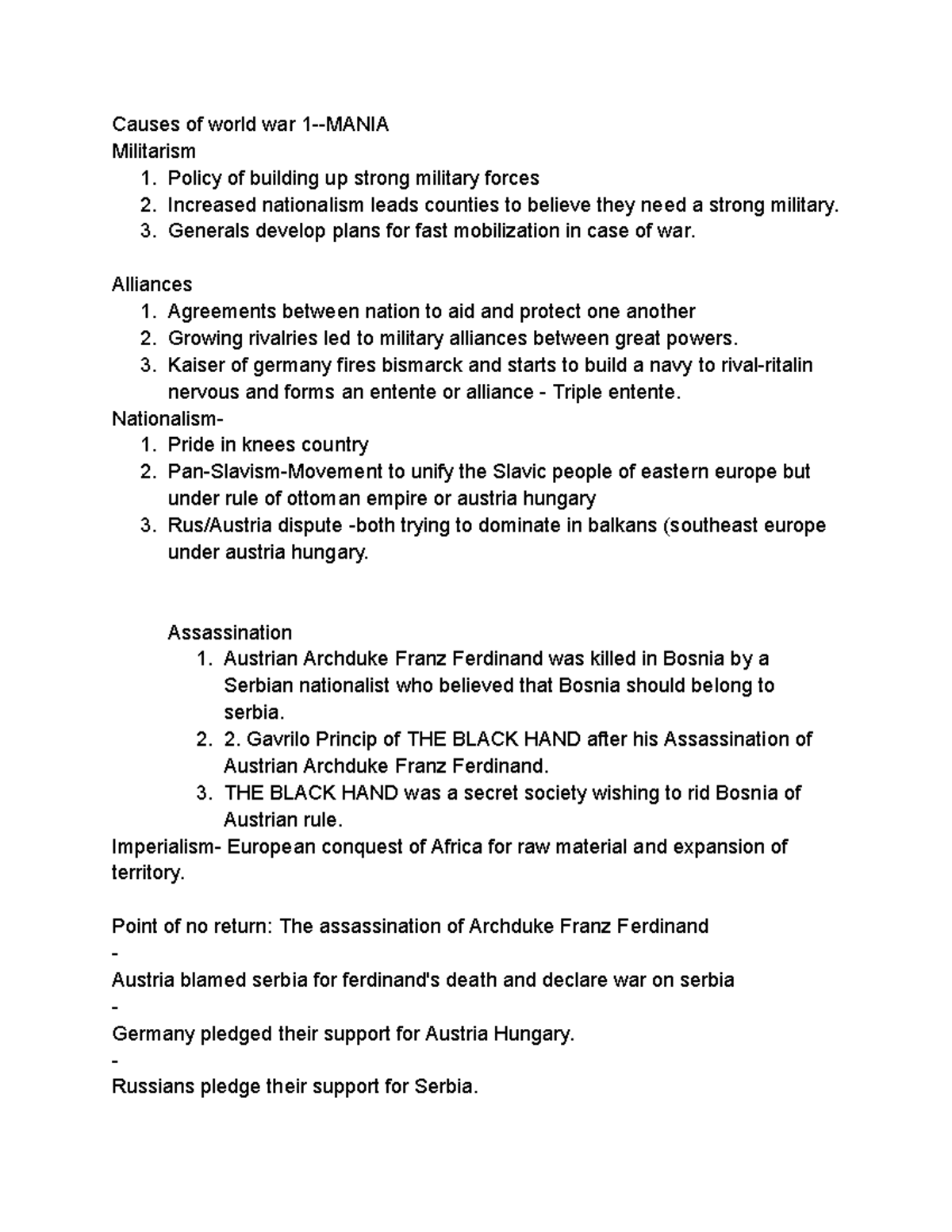 Causes of world war 1- Mania - Causes of world war 1-MANIA Militarism 1 ...