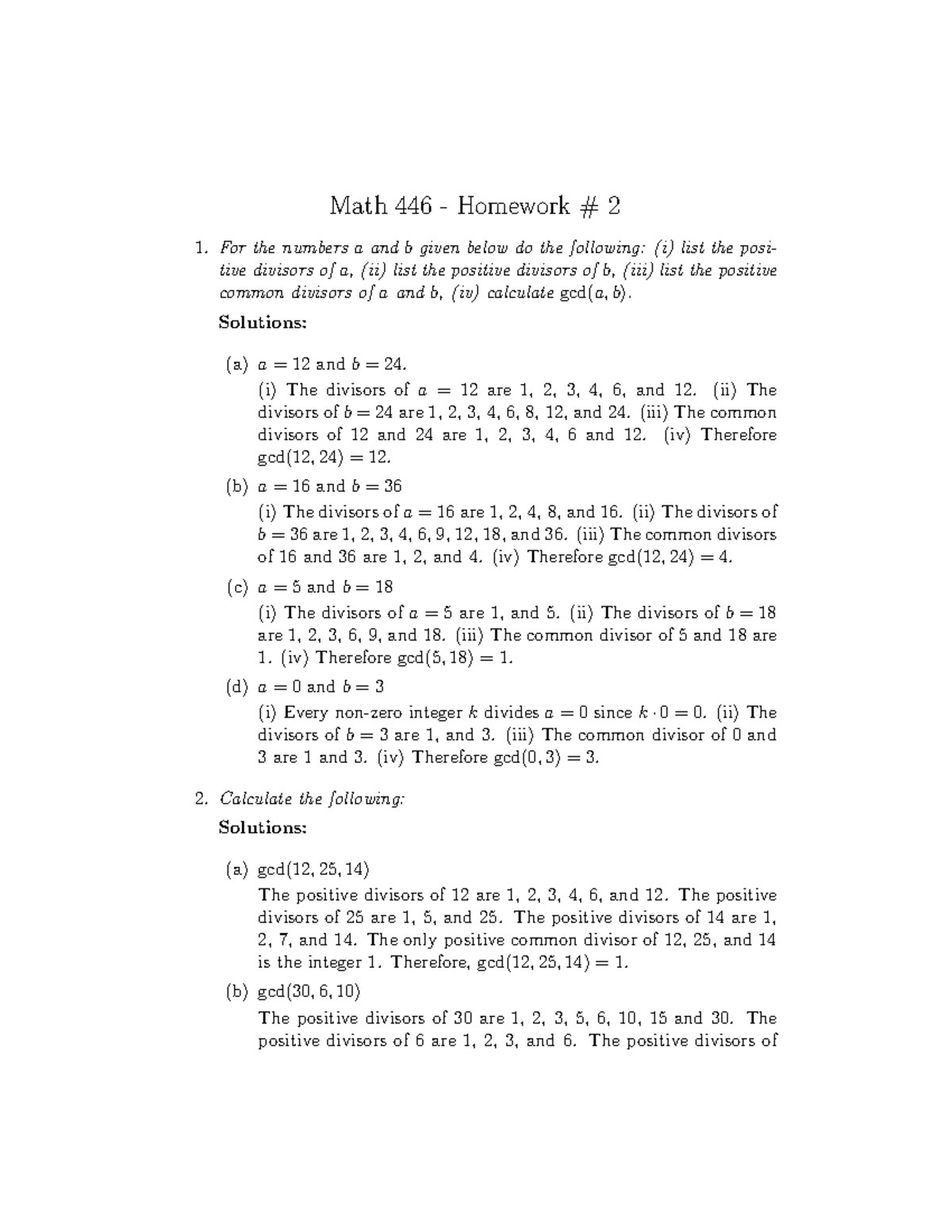 Abstract algebra - detailed lesson plan - Math 446 - Homework # 2 For ...