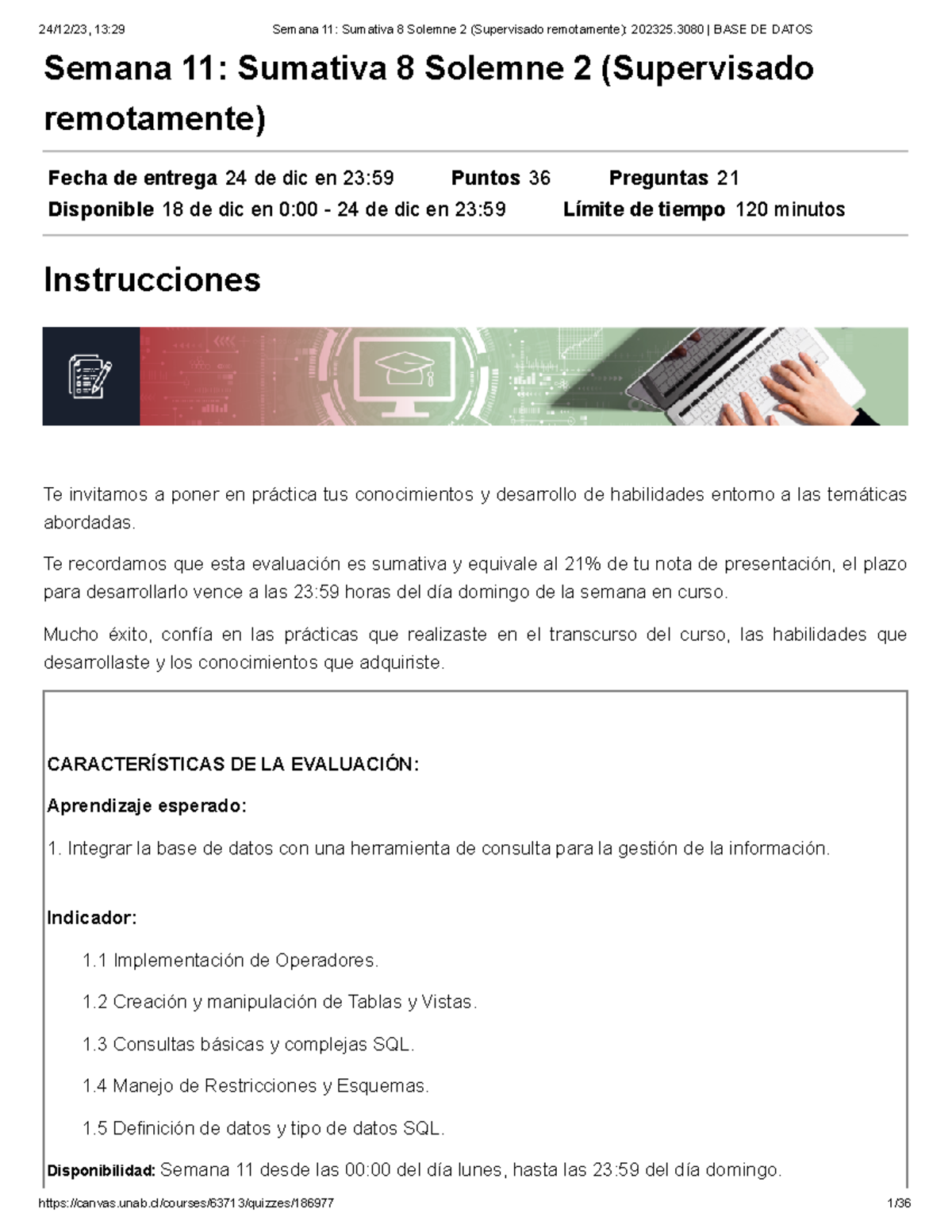 Semana 11 Sumativa 8 Solemne 2 Supervisado remotamente 202325 - Semana 11: Sumativa 8 Solemne 2 ...