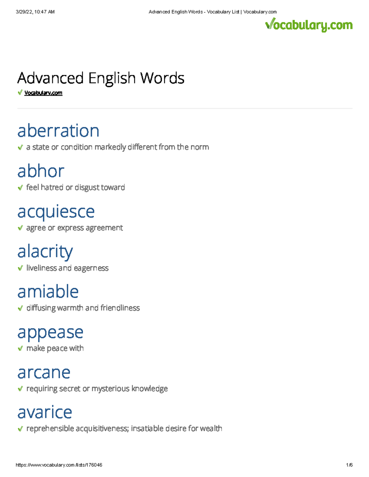 Advanced English Words - Vocabulary List Vocabulary - Copyright © 2022 ...