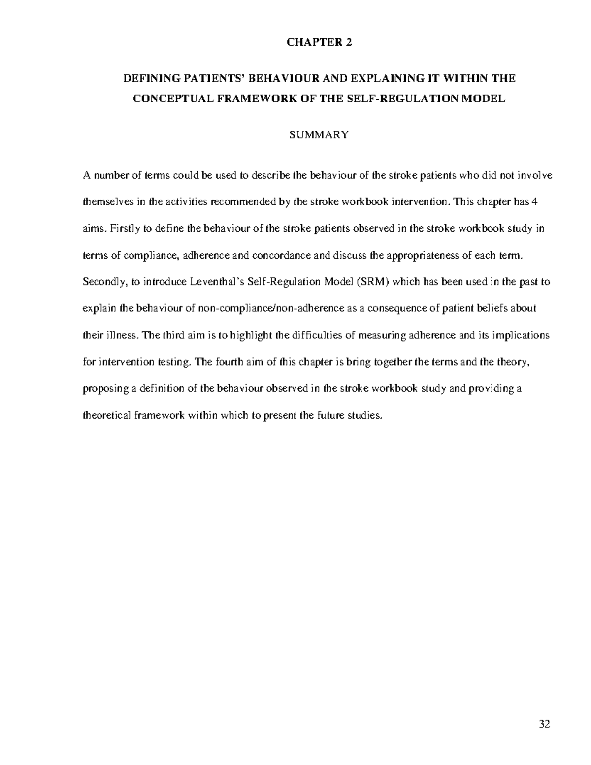 Adherence IN Behavioural 12 - 32 CHAPTER 2 DEFINING PATIENTS’ BEHAVIOUR ...