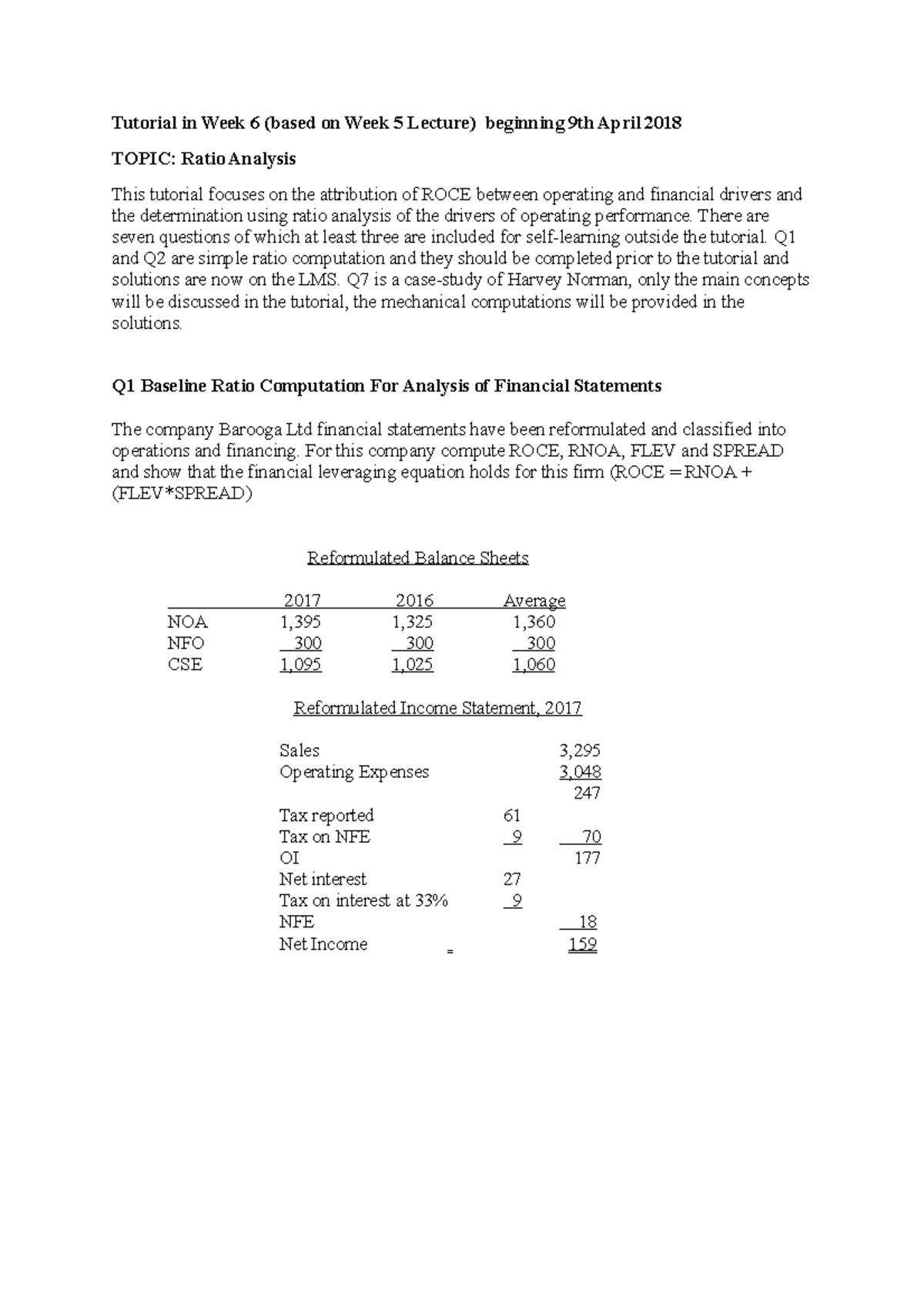 Week6Tutorial Questions - Tutorial in Week 6 (based on Week 5 Lecture) beginning 9th April 2018 ...