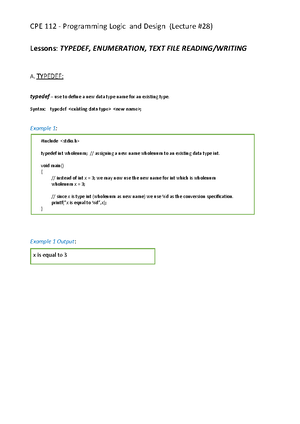 Enumeration, Text File Reading and Writing - Question: What is the difference between the ...