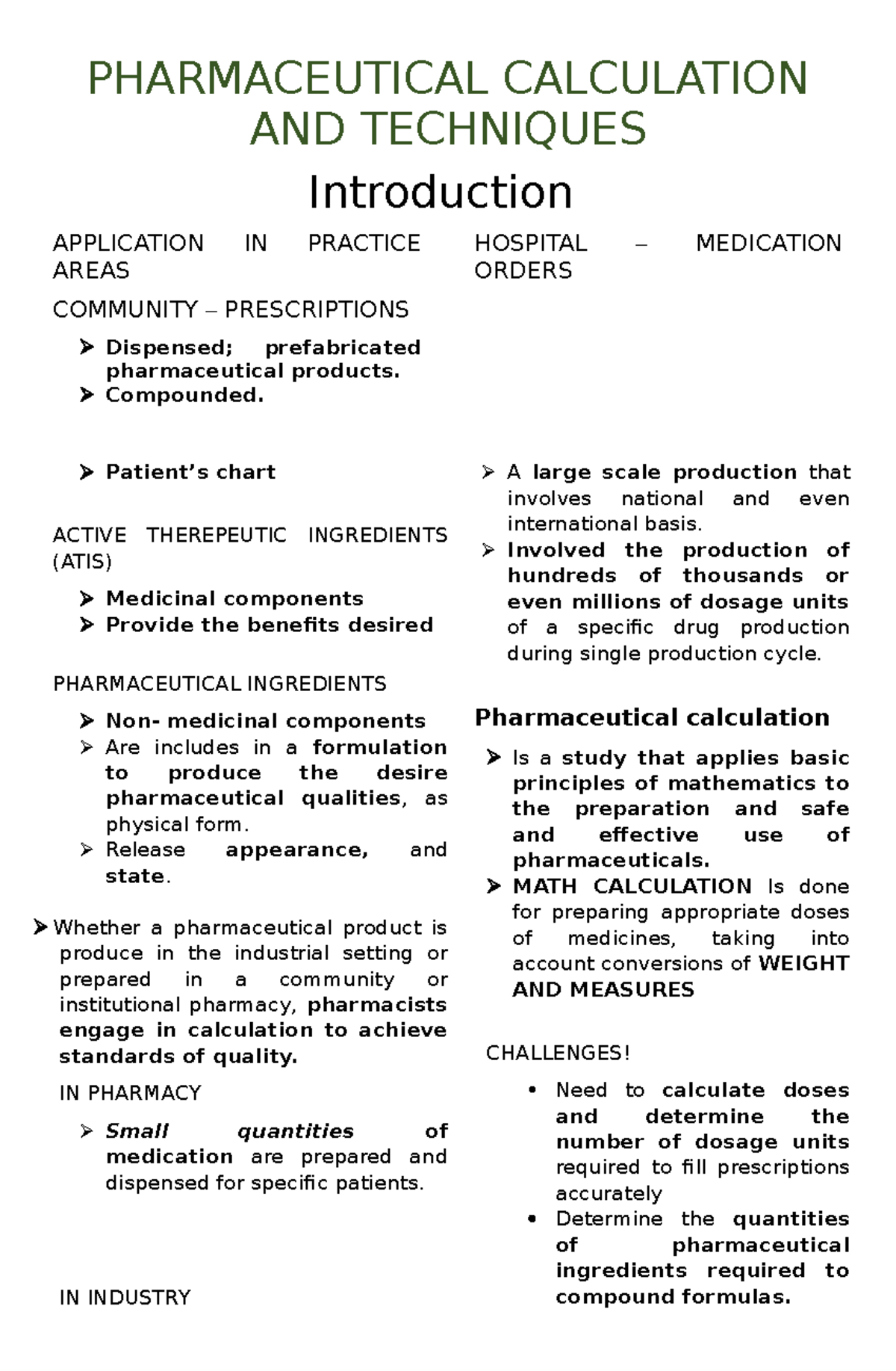 Pharmaceutical Calculation AND Techniques - PHARMACEUTICAL CALCULATION ...