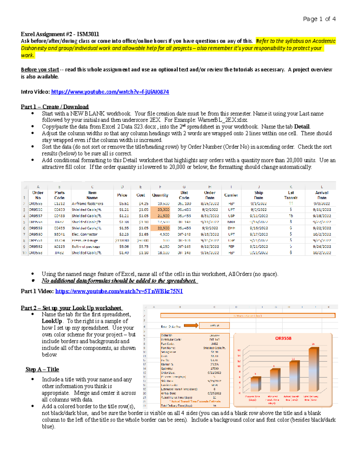 Excel 2 Instructions S23 - Excel Assignment #2 - ISM Ask before/after ...