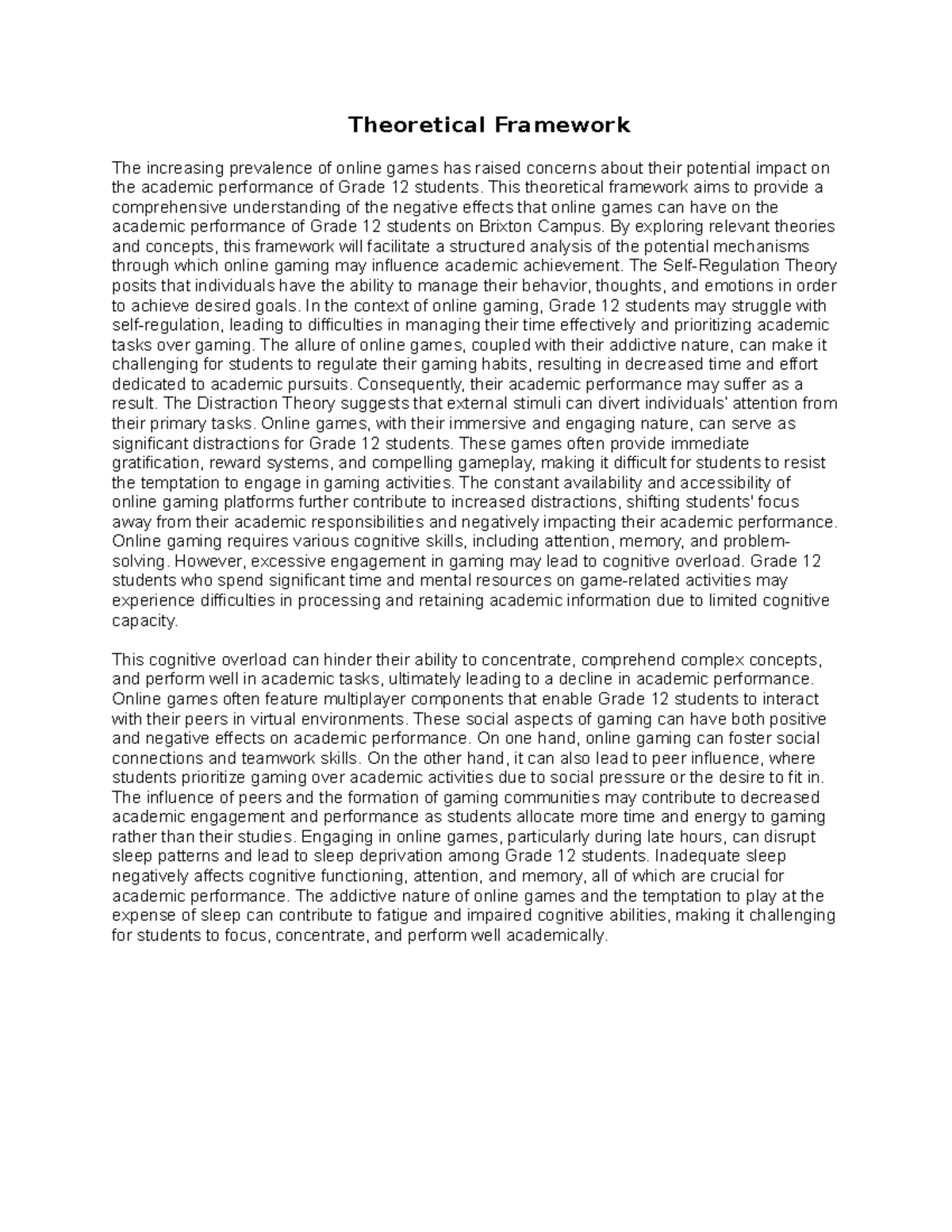 Theoretical Framework - This theoretical framework aims to provide a ...