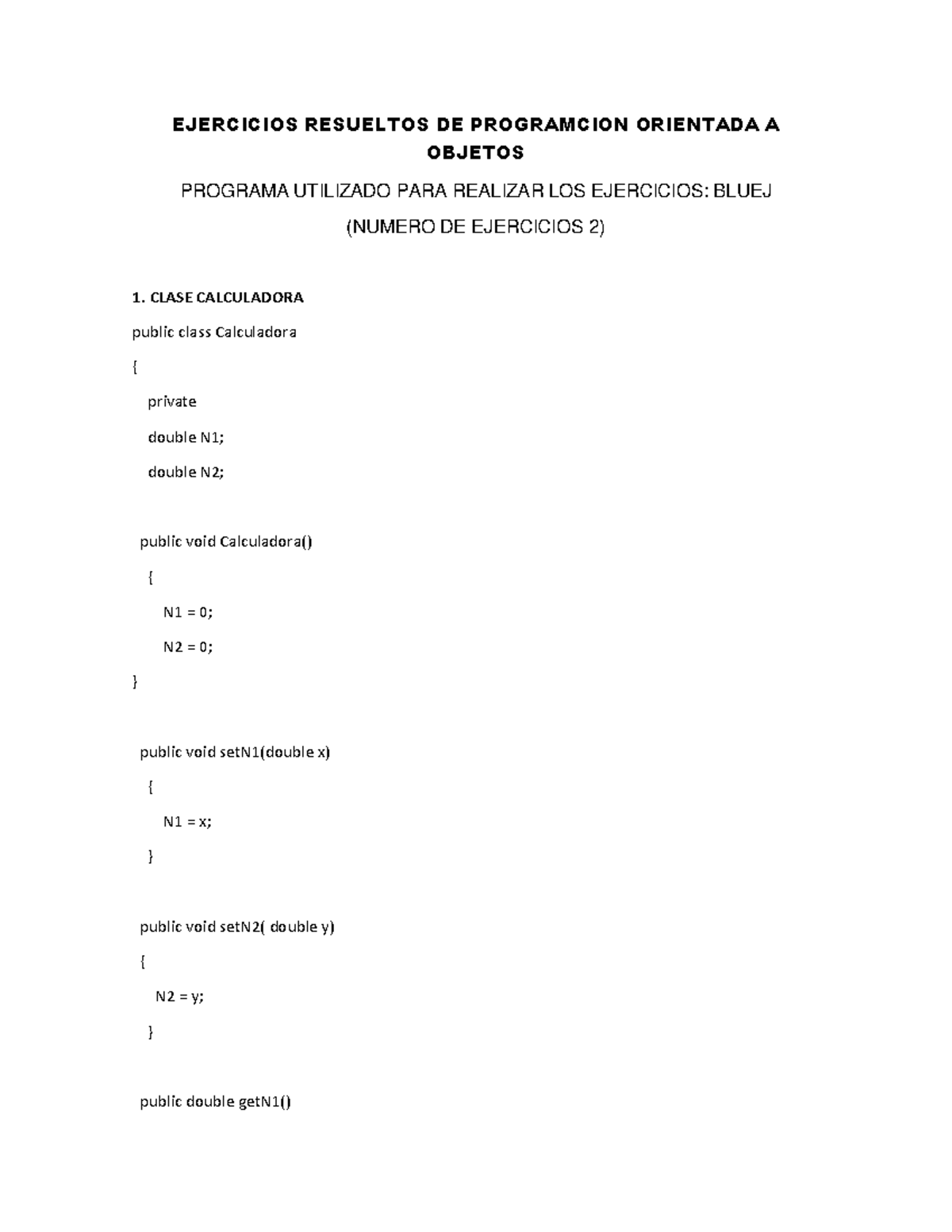 Ejercicios Resueltos DE Programacion Orientada A Objetos 1 ( Clase ...