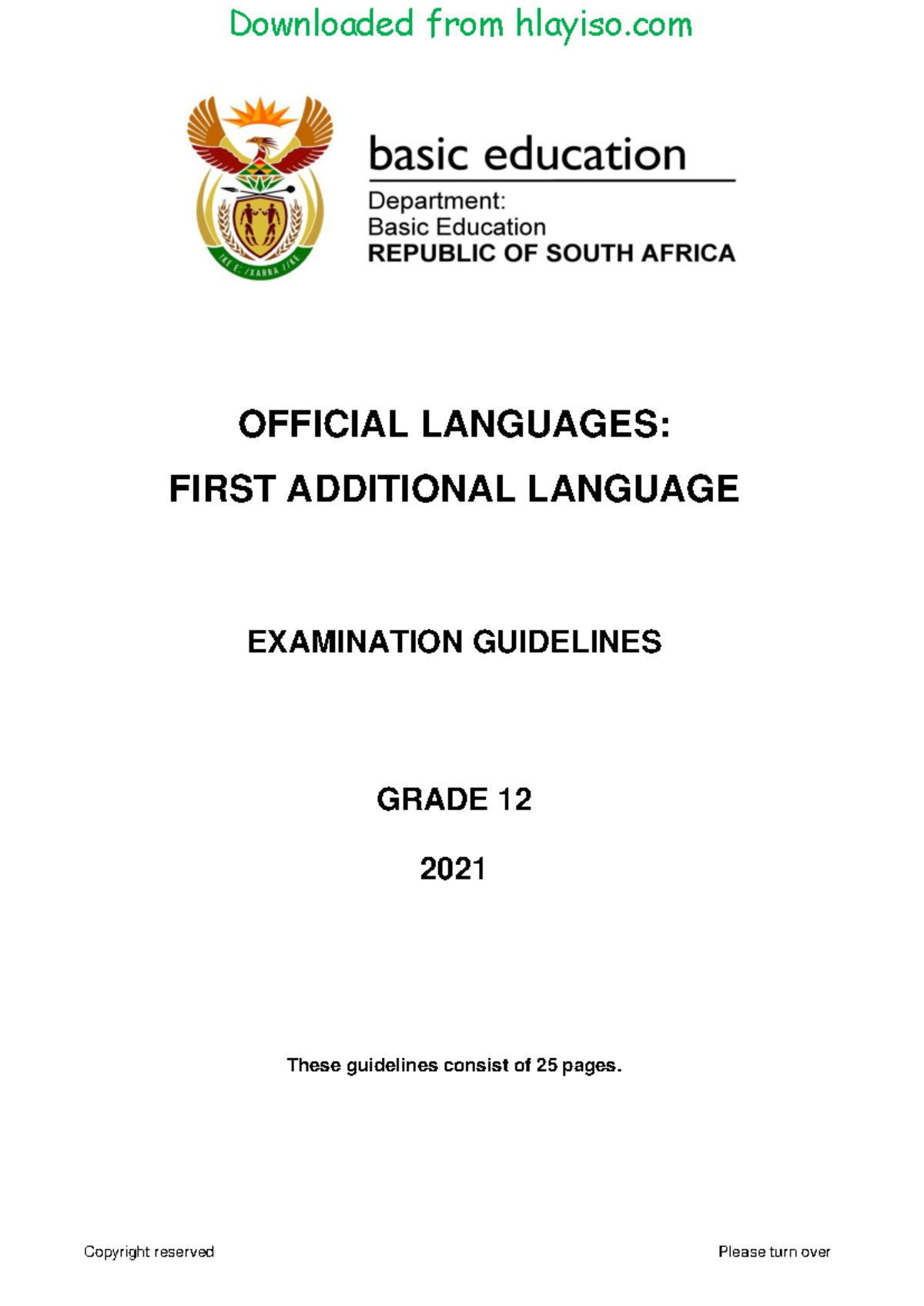 First Additional Languages GR 12 Exam Guidelines 2021 hlayiso ...