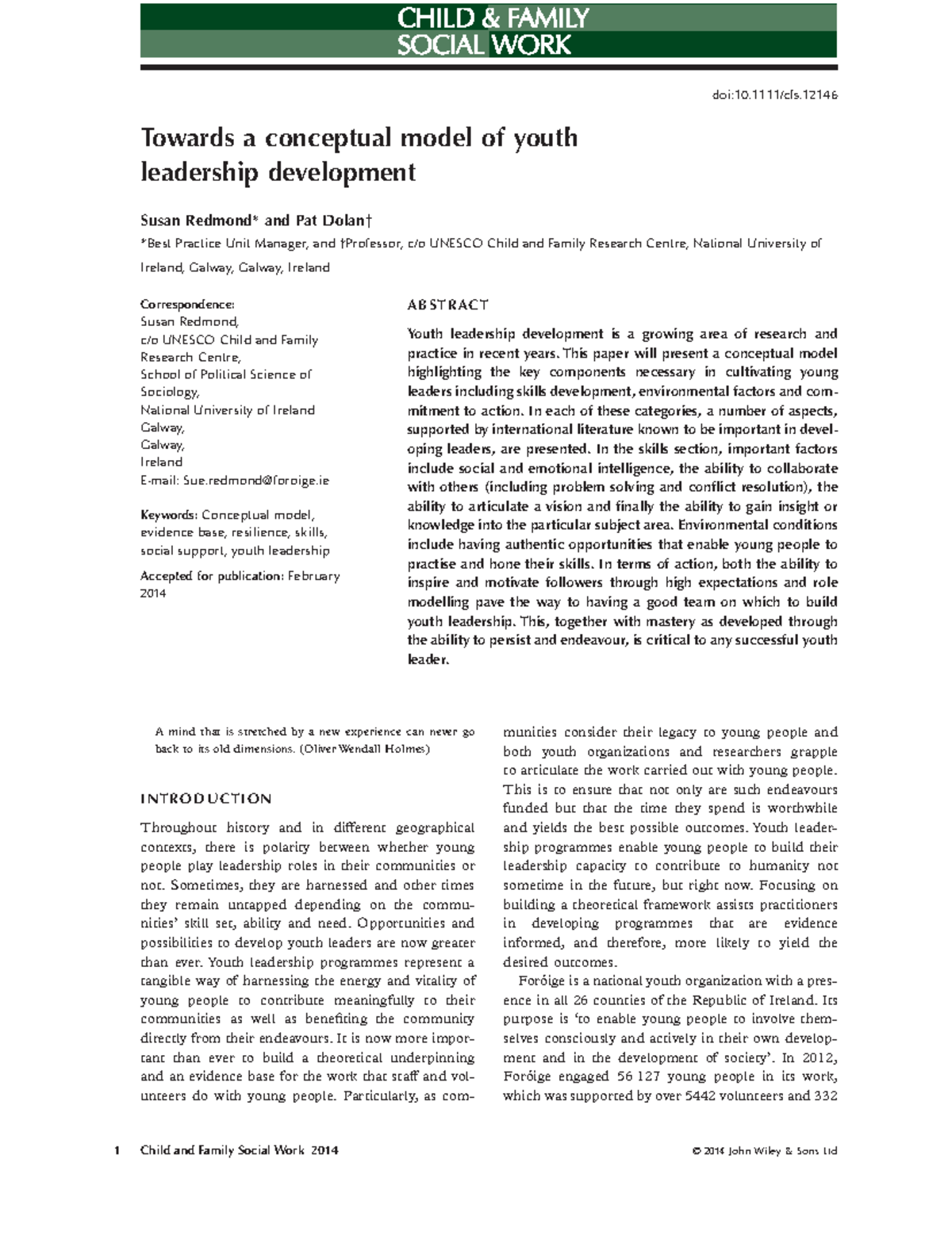 Towards a conceptual model of youth leadership development - Towards a ...