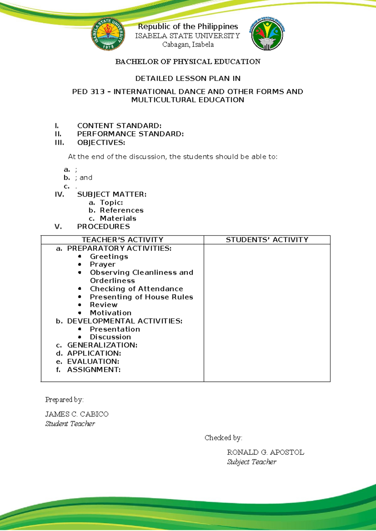 DLP- Format - Republic of the Philippines ISABELA STATE UNIVERSITY ...