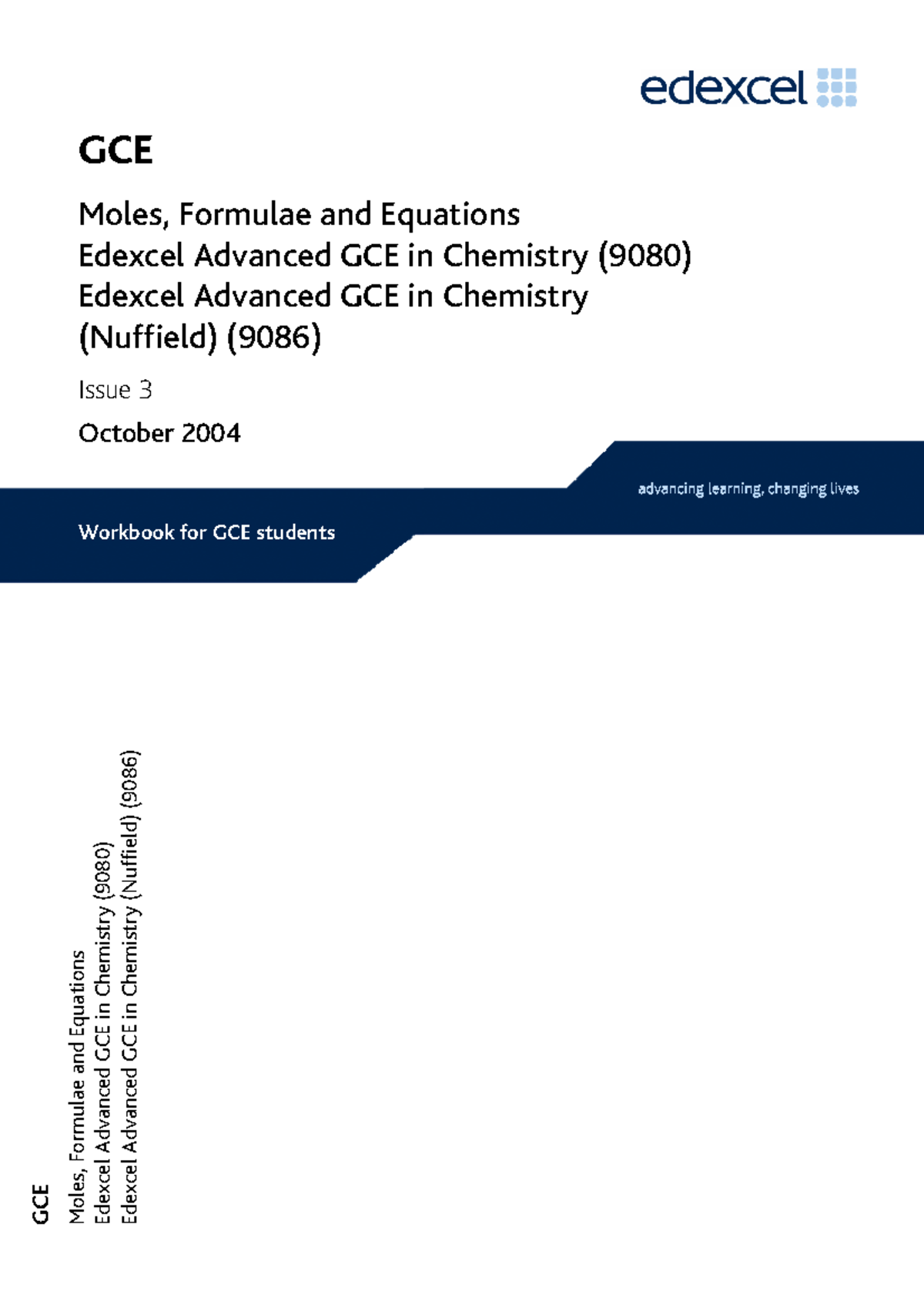 Moles workbook issue 3 - mole book - GCE Moles, Formulae and Equations ...
