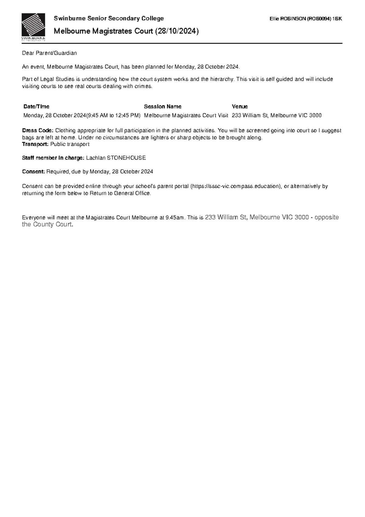 Consent Form 20593 - help to pass - Swinburne Senior Secondary College ...