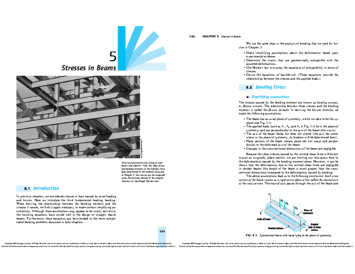 Stresses of beams - 5 Stresses in Beams 5 Introduction ####### In previous chapters, we ...