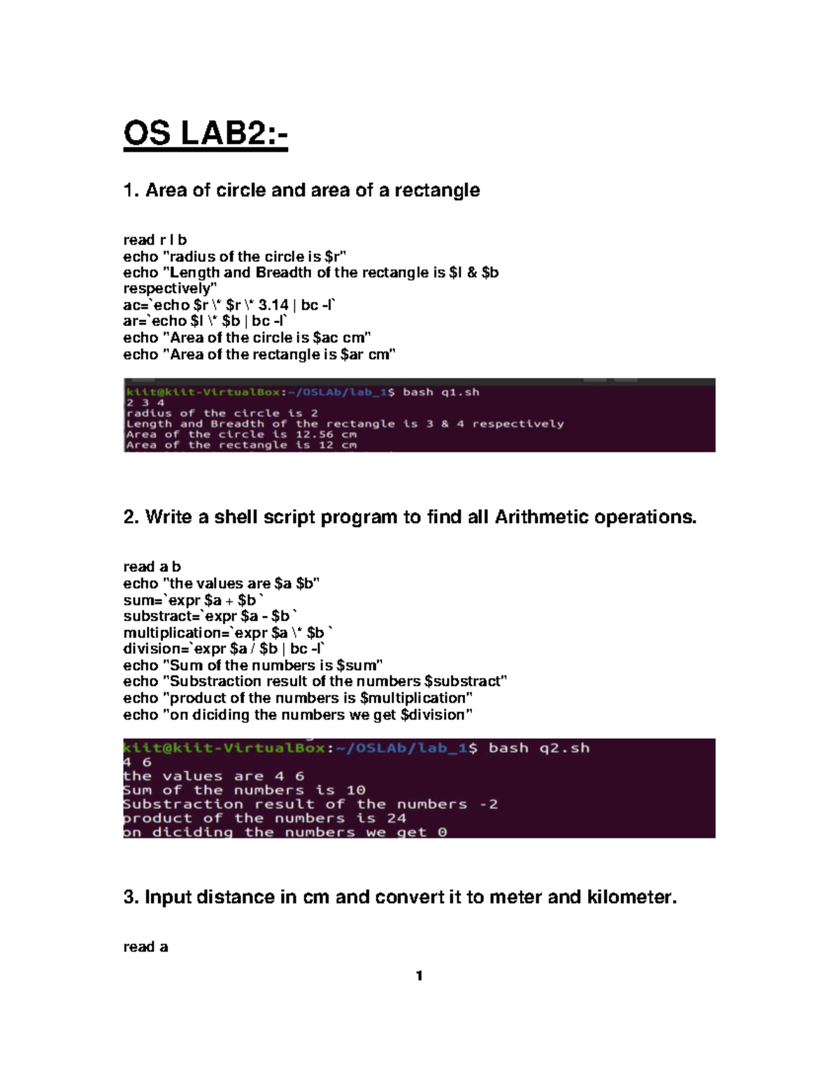 2006 442 OS LAB operating system lab material - OS LAB2:- 1. Area of ...
