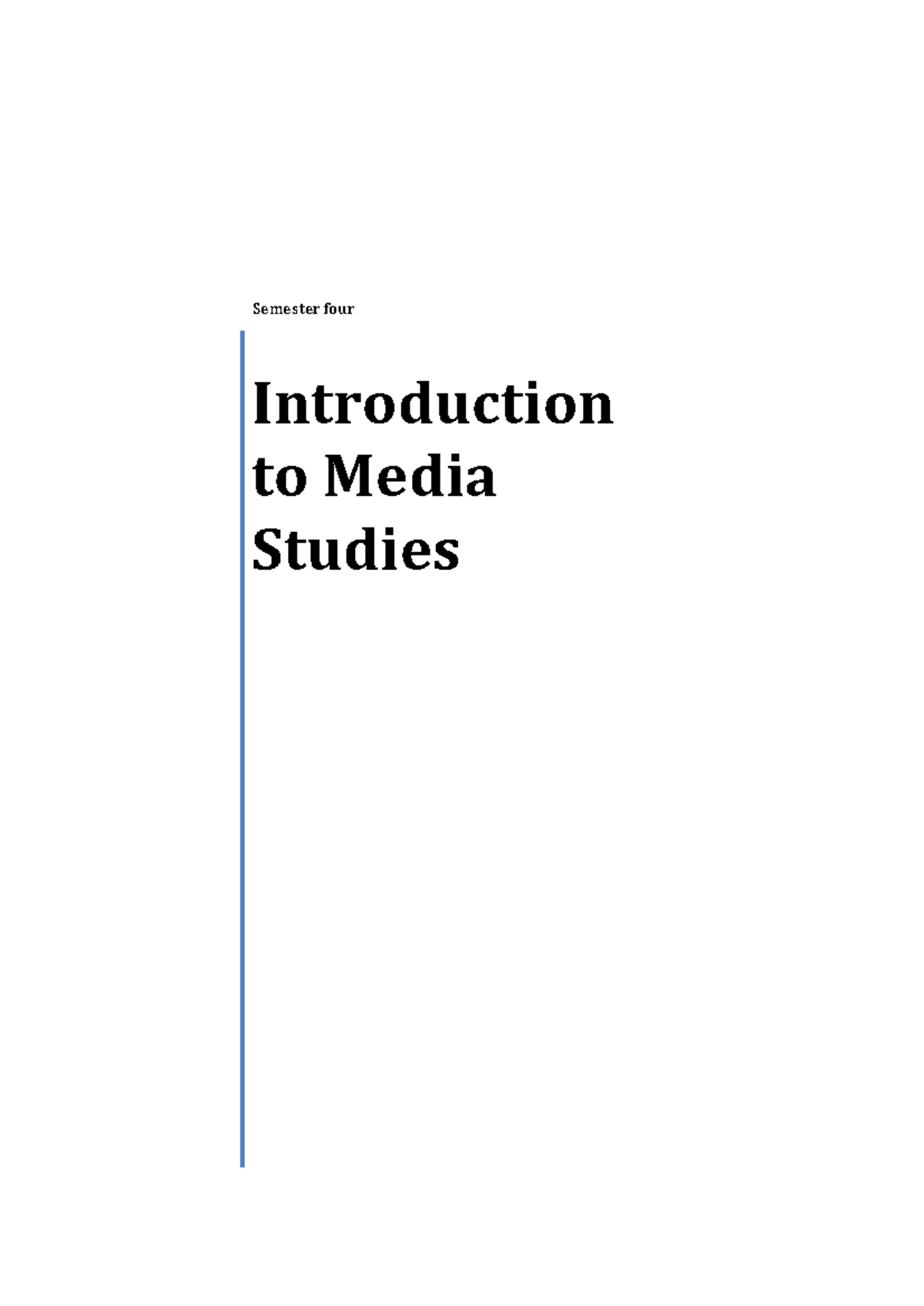 S4-Introduction to Media Studies FPE - Semester four Introduction to ...