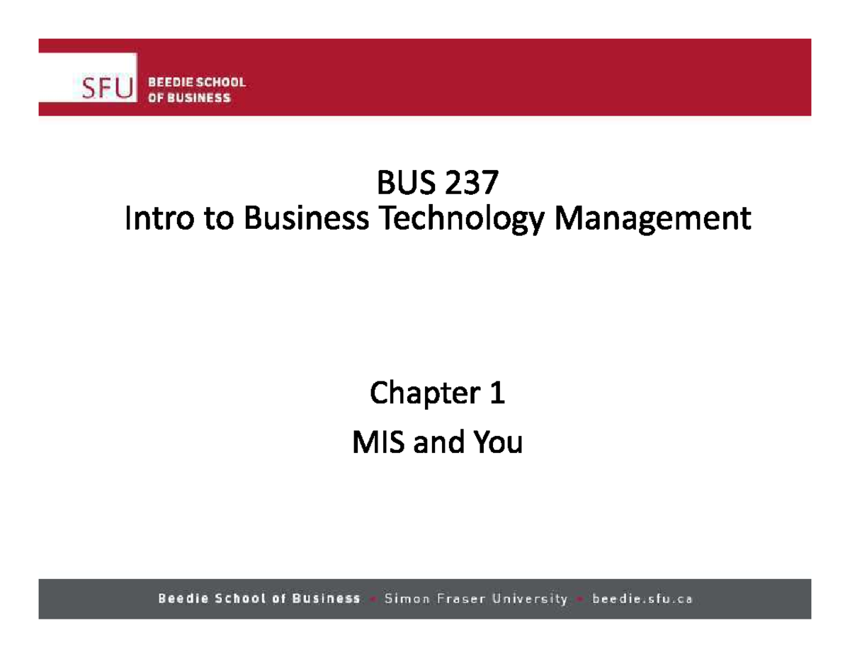 Ch1 - chapter 1 slides - BUS 237 - Studocu