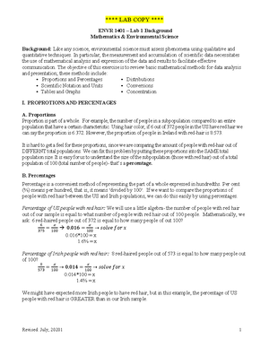 LAB 5 Biodiversity and Hypothesis Form - 1 ENVR 1401- EXERCISE AND BACKGROUND Lab 5 ...