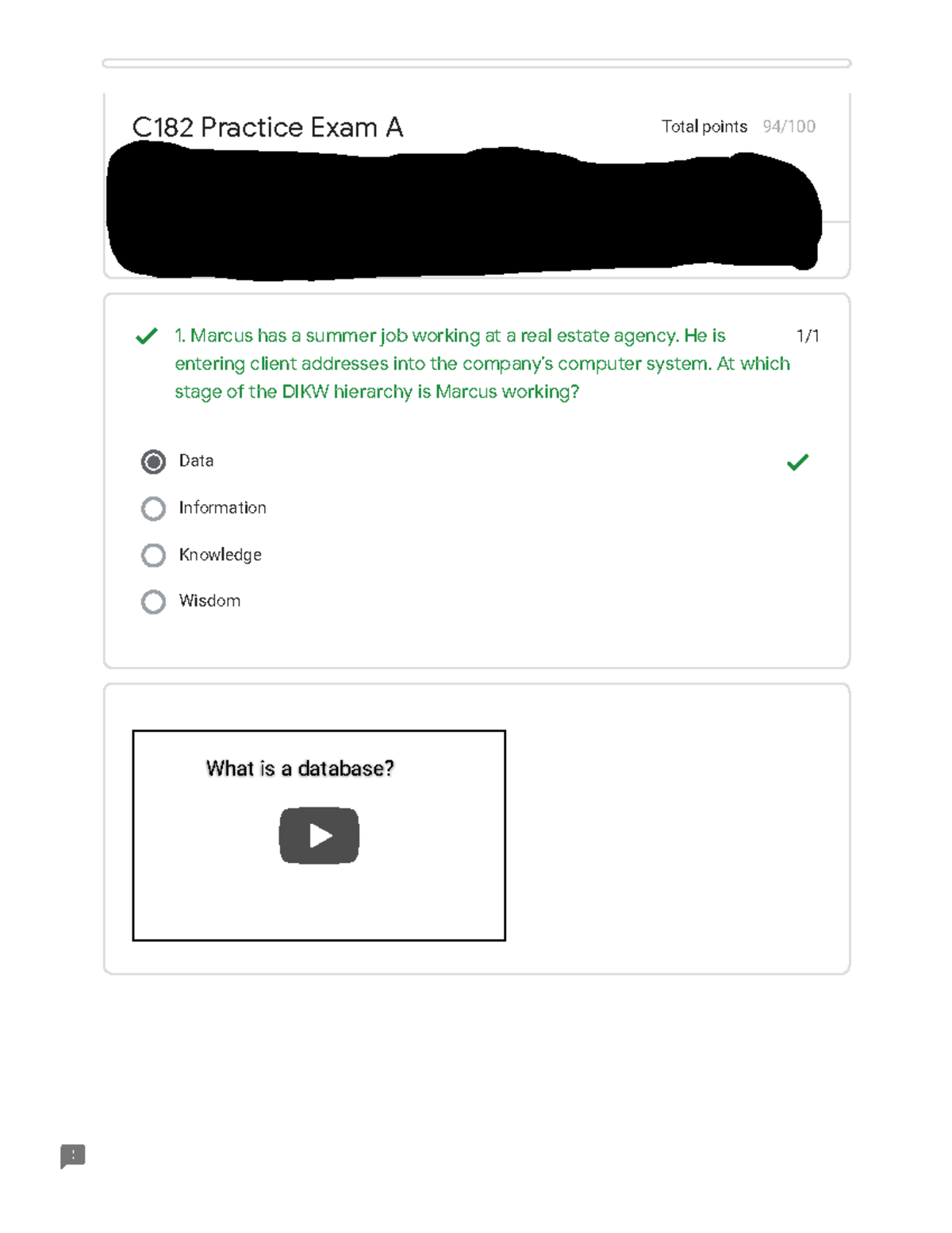 C182 Practice Exam A - 1/ Data Information Knowledge Wisdom What is a ...