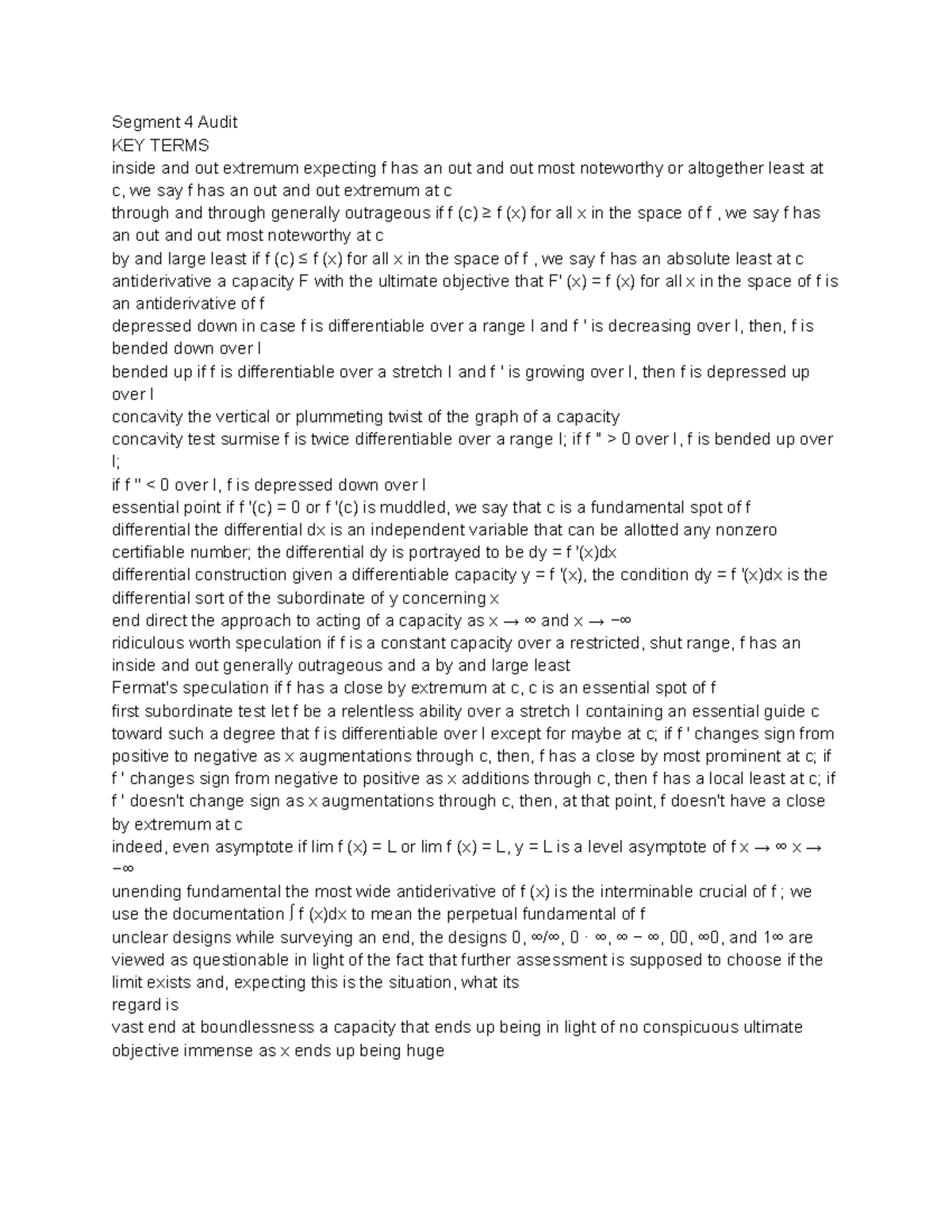 Calculus chp 4 vocab - Segment 4 Audit KEY TERMS inside and out ...